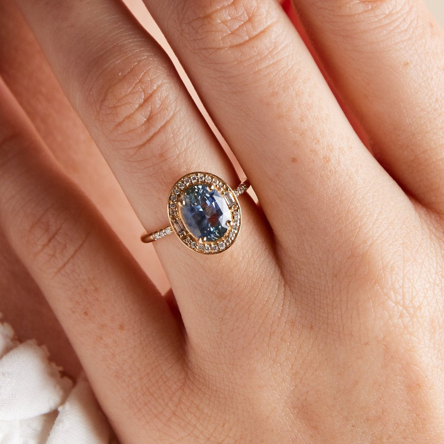 Athena ring - 2.54 Carat Bi-color Light Blue Oval Sapphire – Porter Gulch